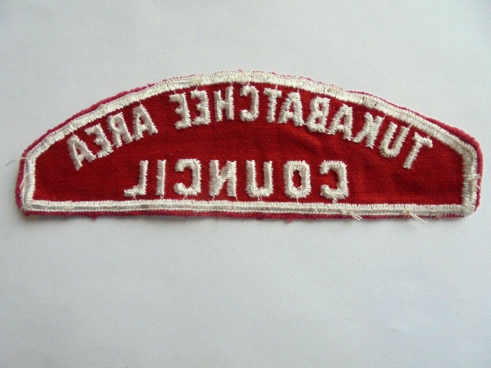Vintage Boy Scout Tukabatchee Area Red / White Council Strip Patch | eBay