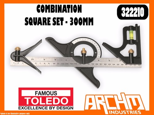 TOLEDO 322210 - COMBINATION SQUARE SET - 300MM - VERSATILE RULE LEVEL ...