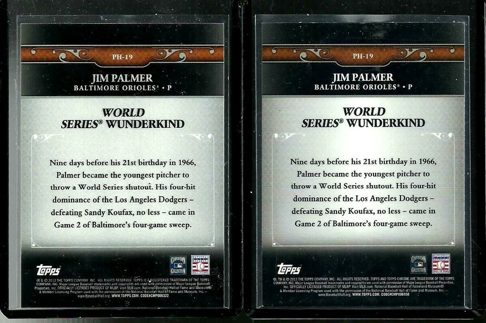 Orioles Postseason Heroes 2013 Topps Update PH-19 Jim Palmer plus ...