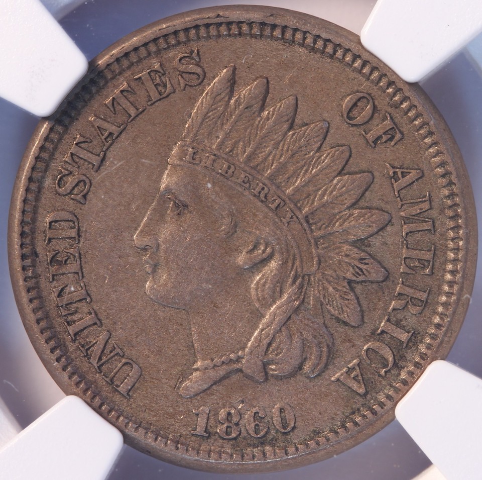 1860 Indian Cent, NGC AU55BN, Very Choice Uncirculated, Sharp Strike ...