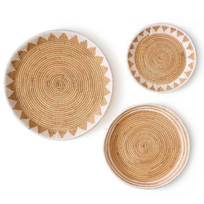 22", 19", 15" Extra Large Hanging Woven Wall Baskets, Water Hyacinth ...