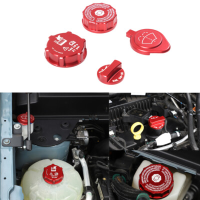 4PCS Alloy Engine Bay Radiator Cap Engine Oil Cap Trim For Ford ...