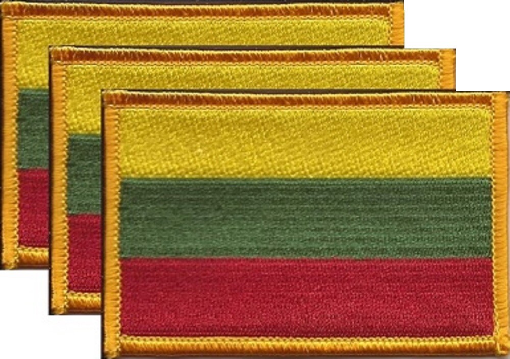 3 LITHUANIA FLAG EMBROIDERED PATCHES - IRON-ON - NEW 2.5 x 3.5" FREE ...