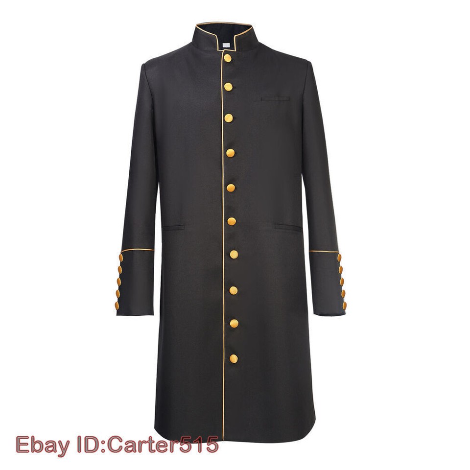 Men's Short Jacket Clergy Robes Choir Coat Pastor Priest Stand Collar ...