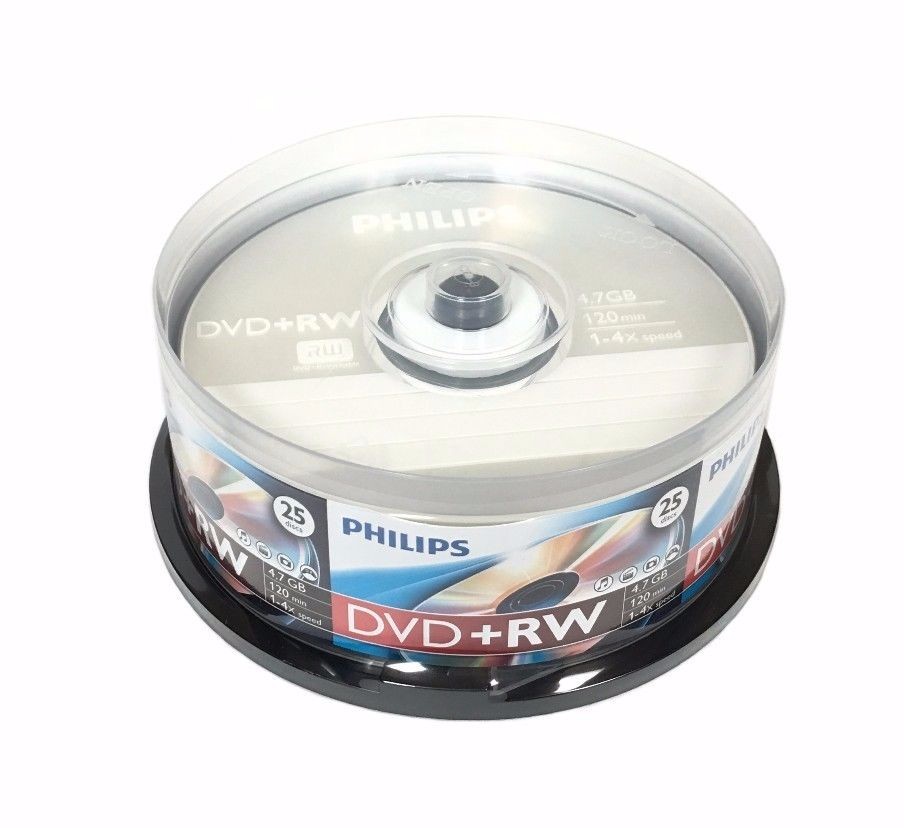 50 PHILIPS 4X DVD+RW DVDRW ReWritable Branded Logo 4.7GB Blank Disc ...