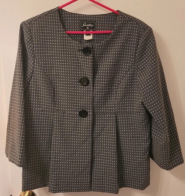 Sweet Suit Women's 3/4 Sleeve Plaid Suit Jacket Size 14 Button-up Front ...