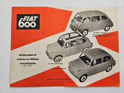 FIAT 600 STANDARD CONVERTIBLE MULTIPLA SALES BROCHURE 1950'S | eBay