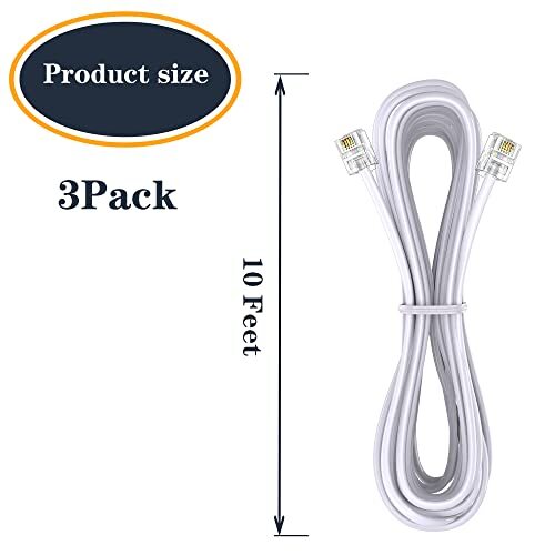 3Pack Phone Telephone Extension Cord 6 inch Cable Line with Standard ...