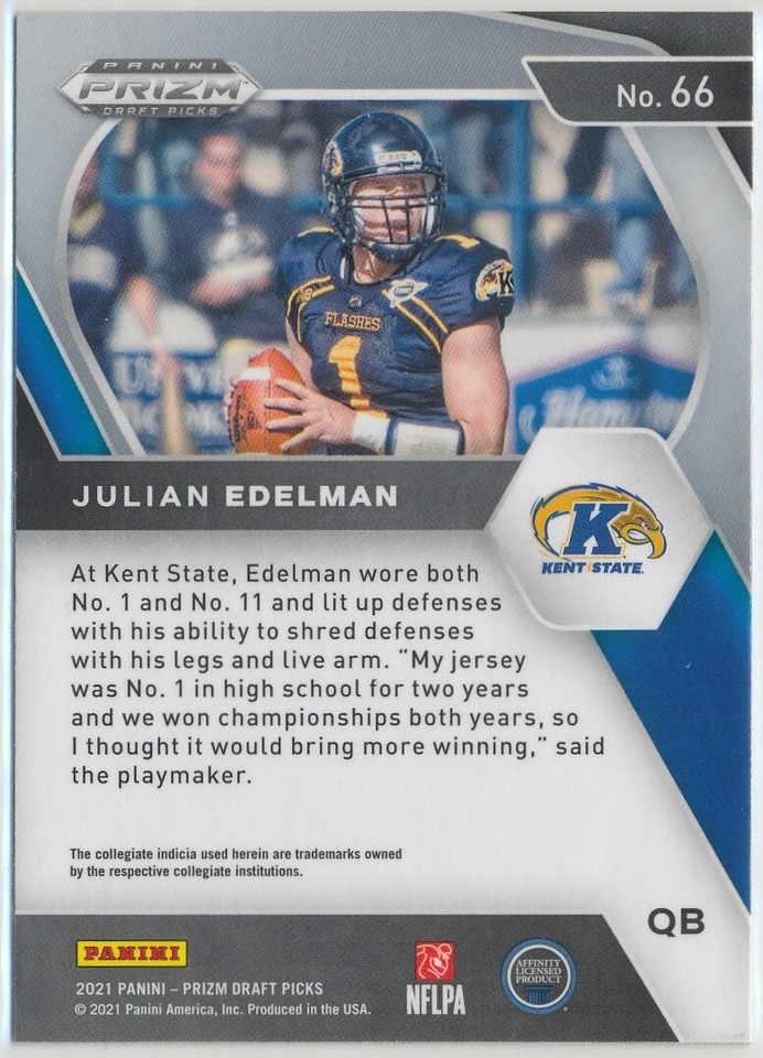 Julian Edelman - Kent State Golden Flashes - 2021 Prizm Draft Picks ...