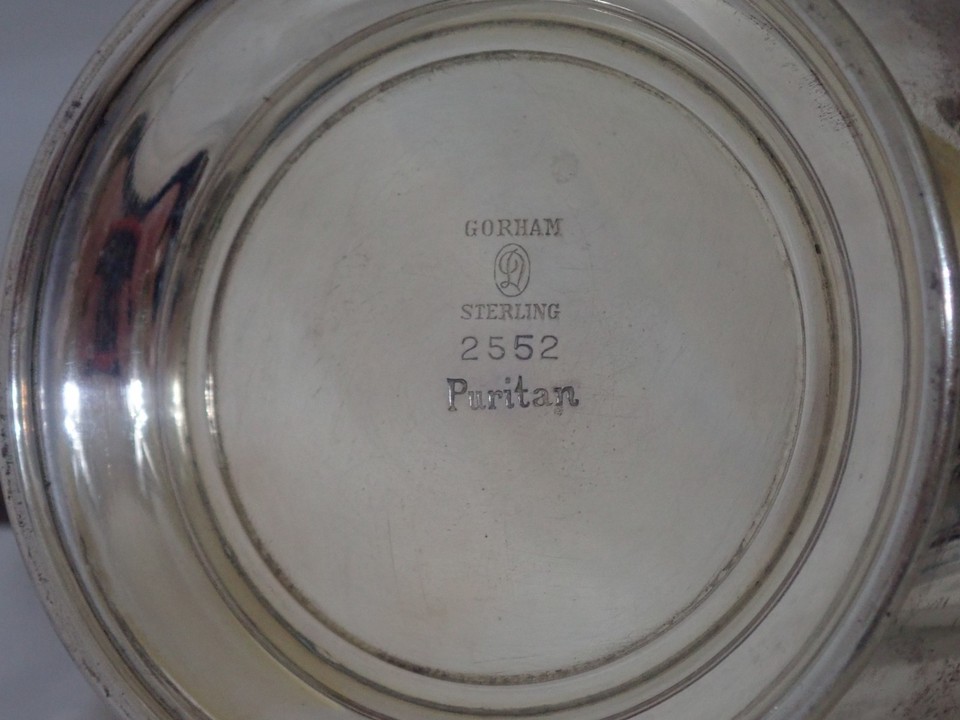 VINTAGE GORHAM PURITAN SOLID STERLING SILVER COFFEE POT CREAMER & SUGAR ...