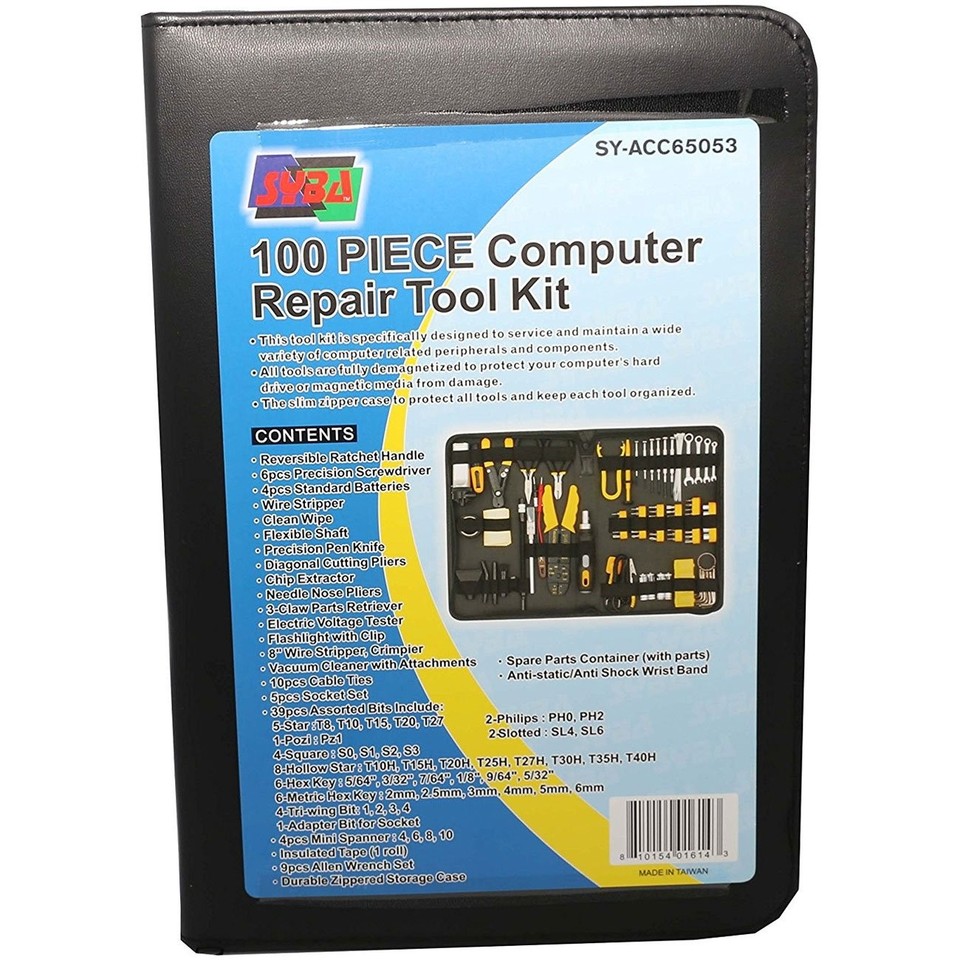 100 Piece Computer Technician Tool Kit for Repairing, Wiring, Cleaning ...
