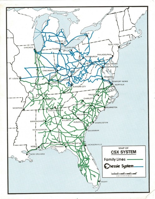 Map of CSX System w/ Chessie System & Family Lines FREE SHIPPING | eBay