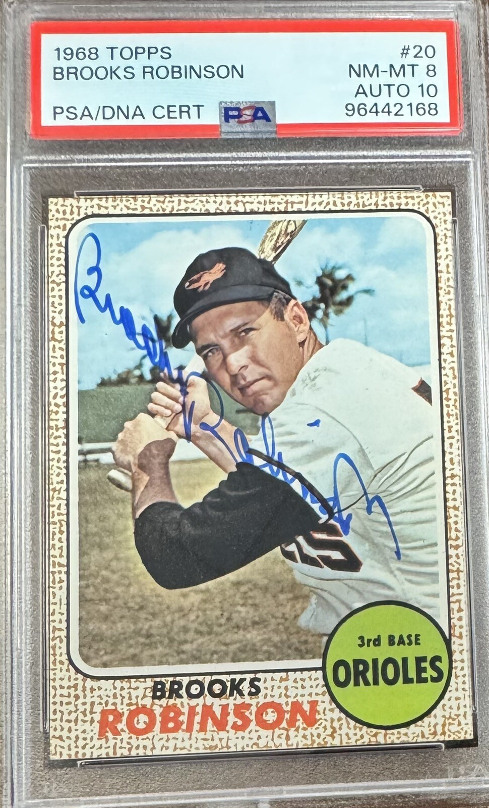 Signed 1968 Topps Brooks Robinson #20 Baltimore Orioles — PSA 8 Auto 10 ...