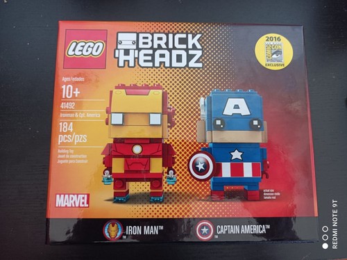 Lego SDCC Brickheadz 41492 Iron Man & Captain America nuovo e sigillato ...