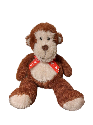 Hallmark Brown Beige Floppy Monkey Stuffed Animal Toy White Heart Bow ...