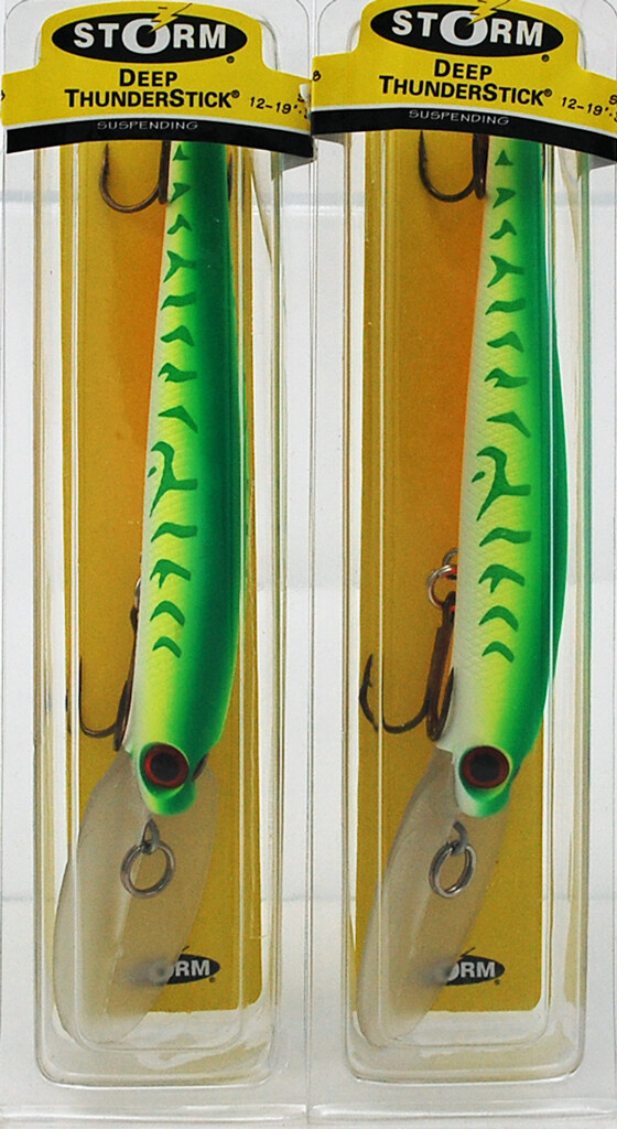 (LOT OF 2) STORM DEEP THUNDERSTICK MF 4 3/8" 5/8OZ DAJM651 GREEN FIRE ...