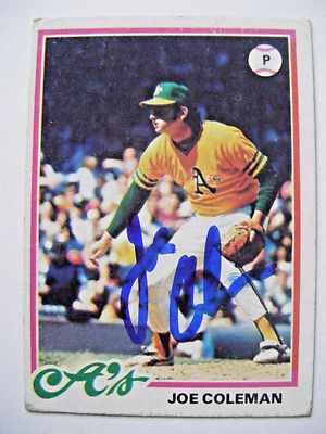 JOE COLEMAN signed A's 1978 Topps baseball card AUTO Autographed ...