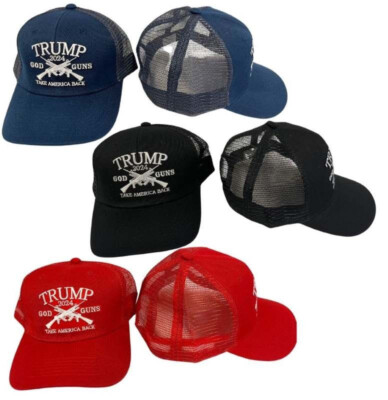 Trump 2024 God Guns Take America Back TRUCKER MESH Embroidered Cap Hat ...