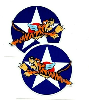 AVG Flying Tiger Fighter Insignia stickers, WWII Military Airplane ...