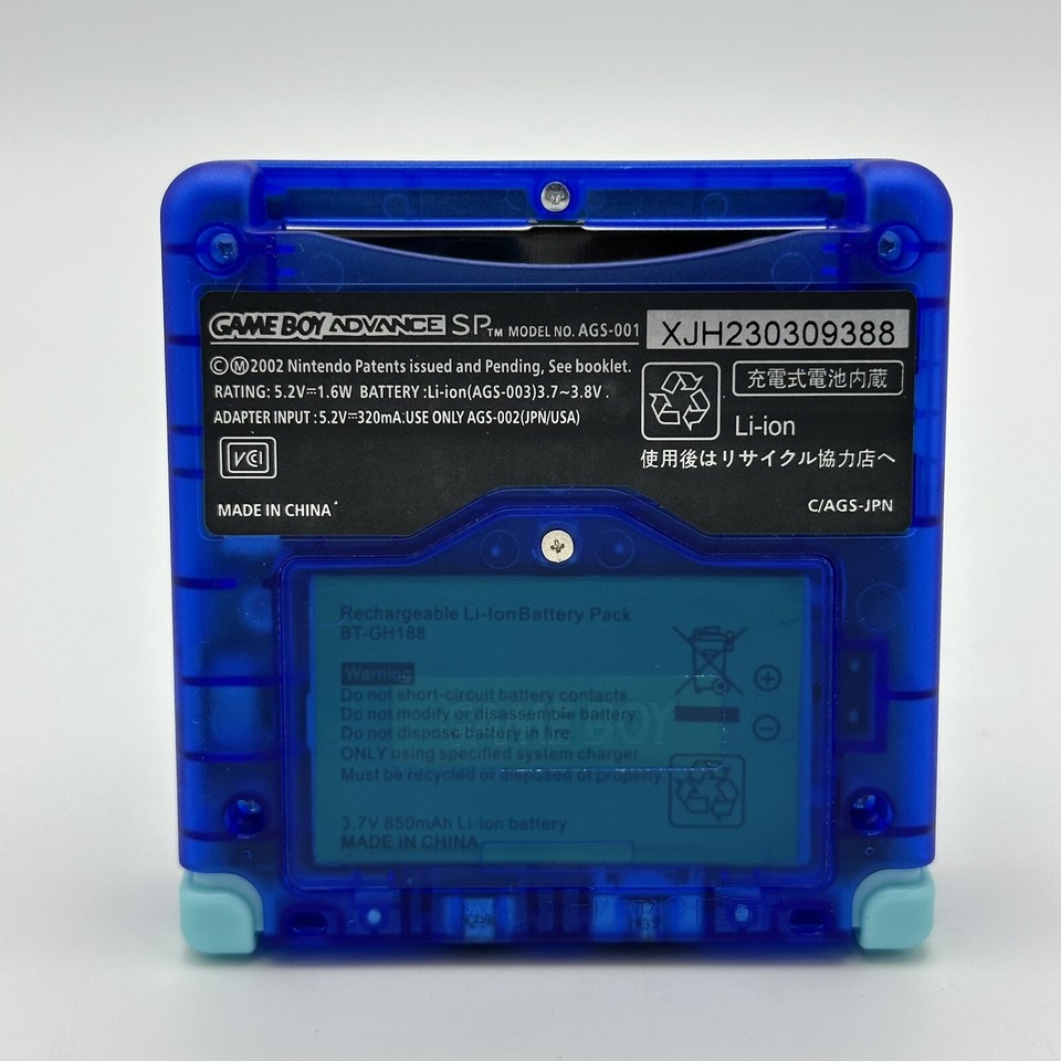 Gameboy Advance SP IPS V2 Modded Backlit Transparent Dark Blue & Teal ...