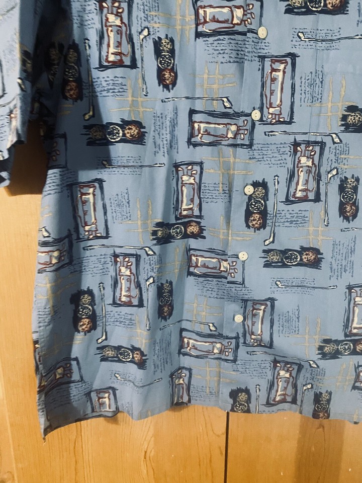 Reyn Spooner Regency Cotton Lawn S/S Button Up Golf Clubs Golf Balls ...