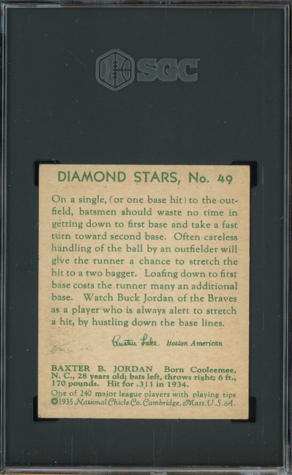 1934-36 Diamond Stars 1935 #49 Buck Jordan SGC 5.5 EX+ | eBay