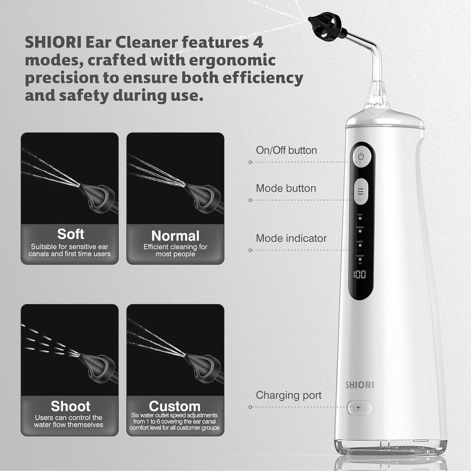 Electric Ear Wax Removal Tool Water Powered Wush Ear Cleaner Ear ...