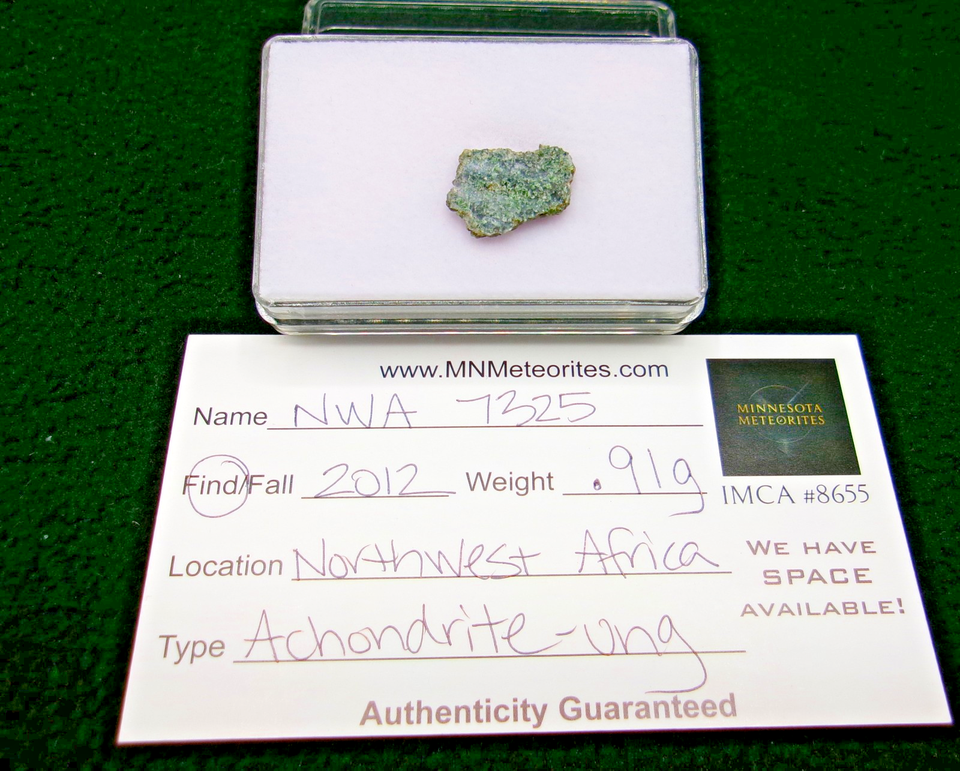 .91 gr - NWA 7325 "Mercury" Meteorite - greenish matrix - Ungrouped ...