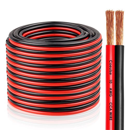 10 Gauge Wire 2 Conductors Copper Clad Aluminum CCA 100FT, 10/2 AWG Car ...