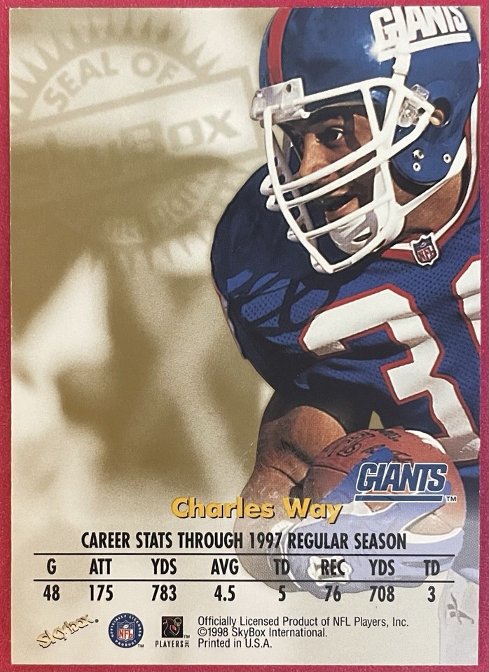 Charles Way 1998 Skybox Premium Autographics Blue Ink /50 #D 50/50 ...
