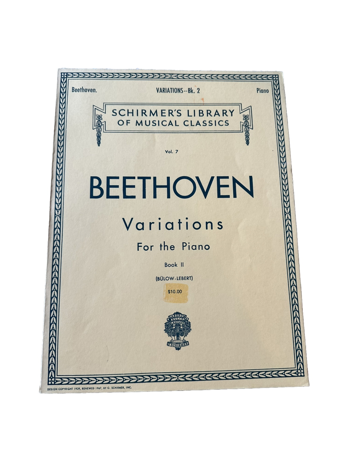 Schirmer's Library of Musical Classics Volume 7 Beethoven Variations ...