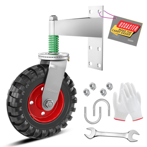 6Inch Fence Gate Wheels, 360 Degree Rotation, Solid Rubber Tire, Spring ...