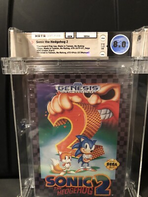 Sonic The Hedgehog 2 Cardboard Version 8.0 cib Rare Graded # 2 CIB ...