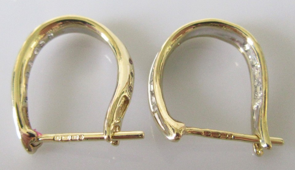 Gold Diamond Earrings - 9ct Gold Multi Diamond Twisted Hoop Snap Shut ...