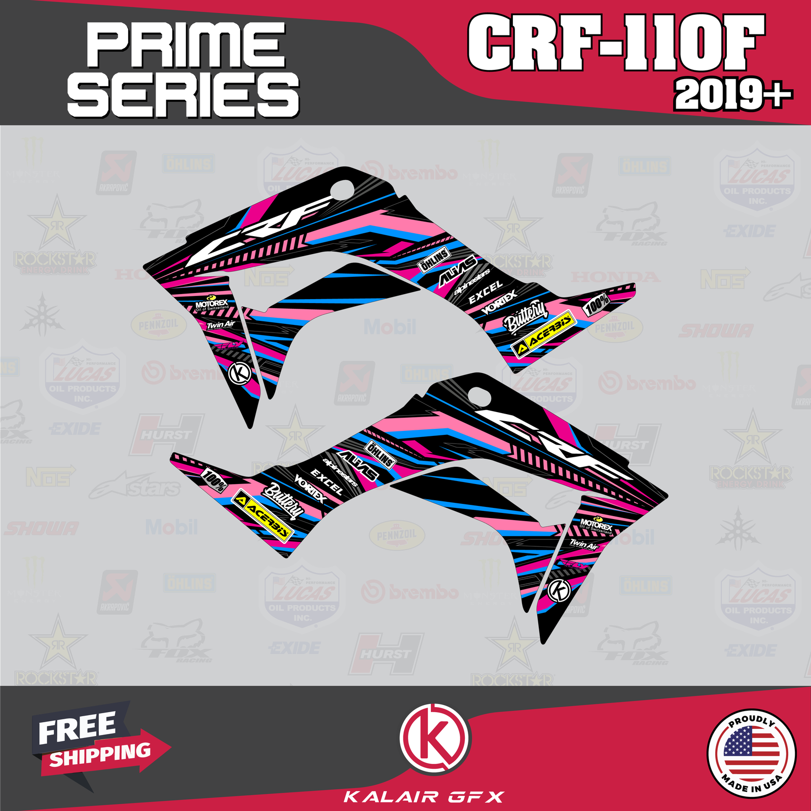 Graphics Kit for HONDA CRF110F CRF110 (2019-2024) PRIME-pink | eBay