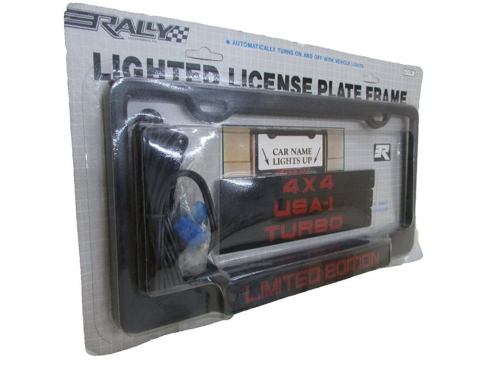 NOS! RALLY INC. 1078 LIGHTED LICENSE PLATE FRAME, NAME PLATE LIGHTS UP ...