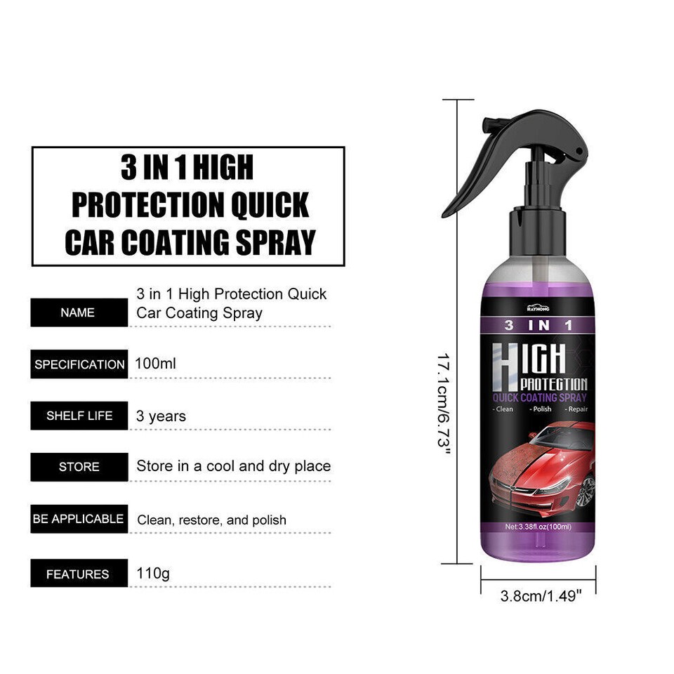 3 in 1 High Protection Quick Hydrophobic Car Coat Ceramic Coating Spray ...