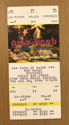 1998 BILLY RAY CYRUS PINE KNOB DETROIT CONCERT TICKET STUB ACHY BREAKY ...