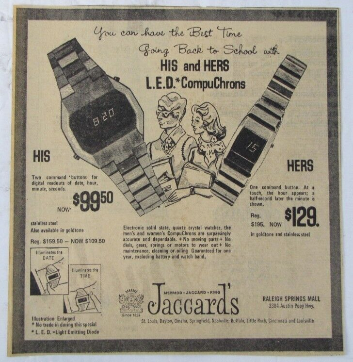 Vintage 1975 CompuChron LED Digital Watch Newspaper Print Ad | eBay