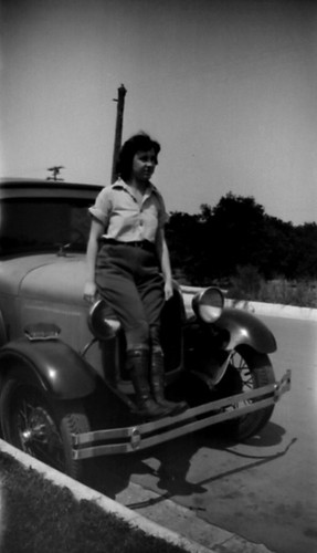 Vintage Photo Negative 1929 Ford Model A Cabriolet Lady Posing on Front ...