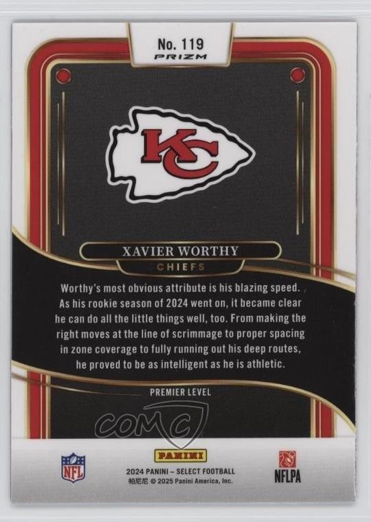 2024 Panini Select Premier Level Black & Red Shock Prizm Xavier Worthy ...