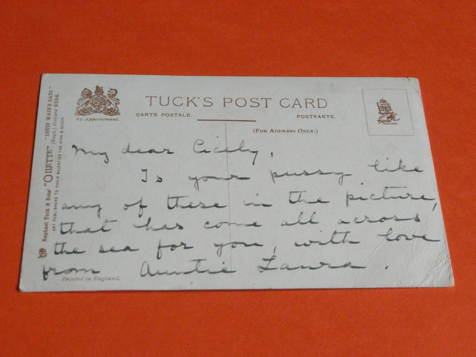 ORIGINAL LOUIS WAIN SIGNED TUCK CAT POSTCARD - THE WEDDING DAY, No ...