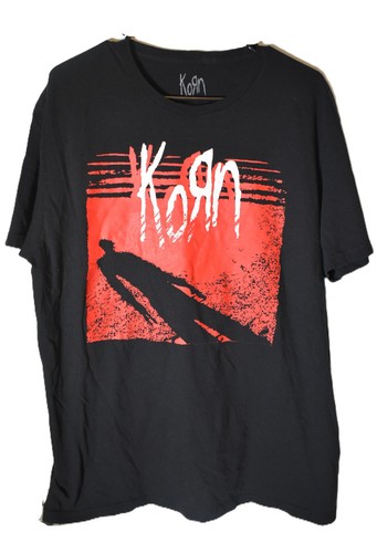 Korn S/T album tee Men's Black Shadow Man Nu Metal Band Red Logo Large ...