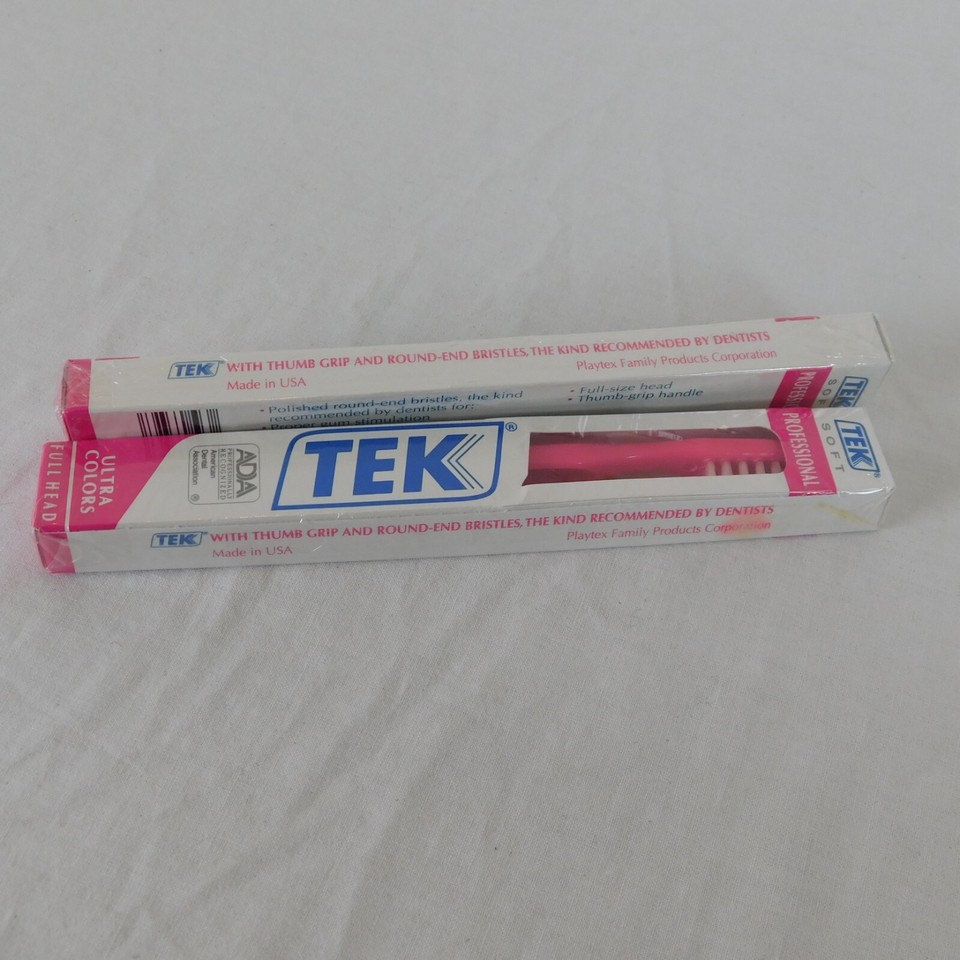 Tek Lot of 2 Toothbrush Professional Soft Ultra Colors Full Head Blue ...