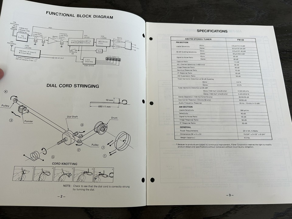 Fisher FM-33 AM/FM Stereo Tuner Service Manual Vintage OEM Diagrams ...