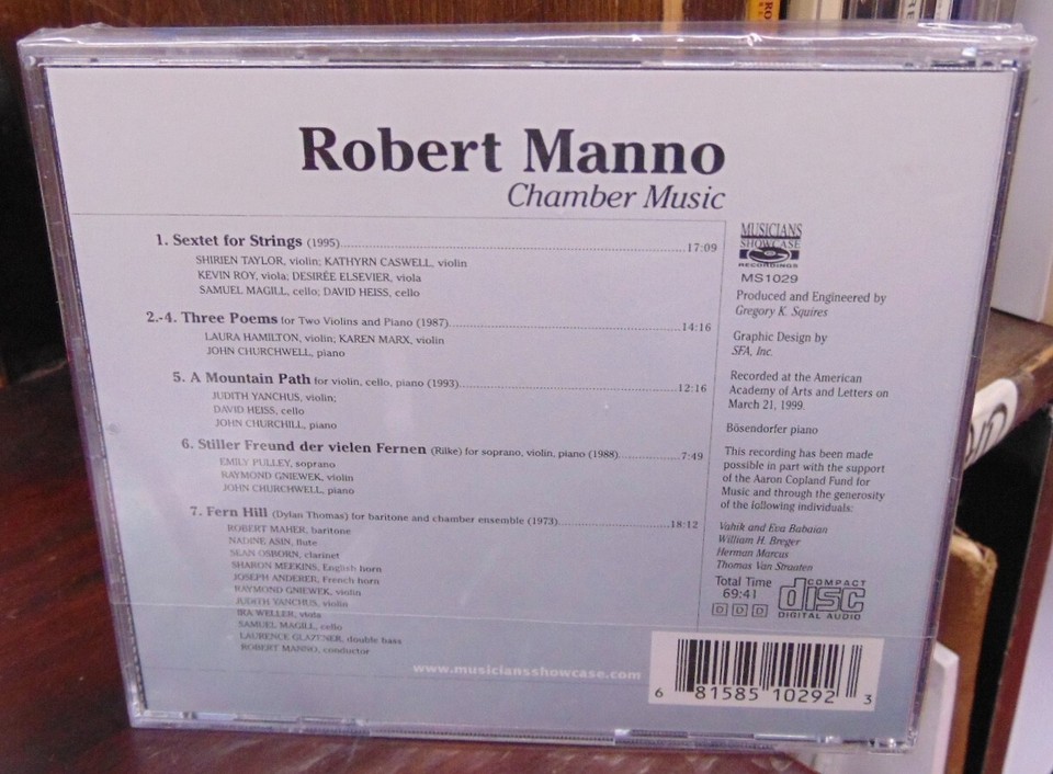 Robert MANNO - Chamber Music / MSR, MS1029 / M/M CD 681585102923| eBay