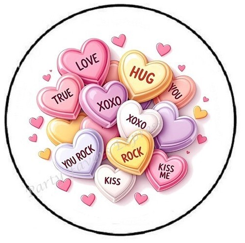 CANDY HEARTS VALENTINES DAY ENVELOPE SEALS LABELS STICKERS PARTY FAVORS ...