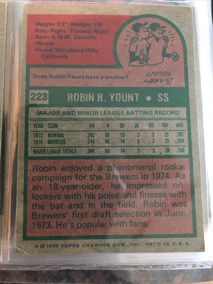 Robin Yount 1975 Topps Rookie Card | eBay