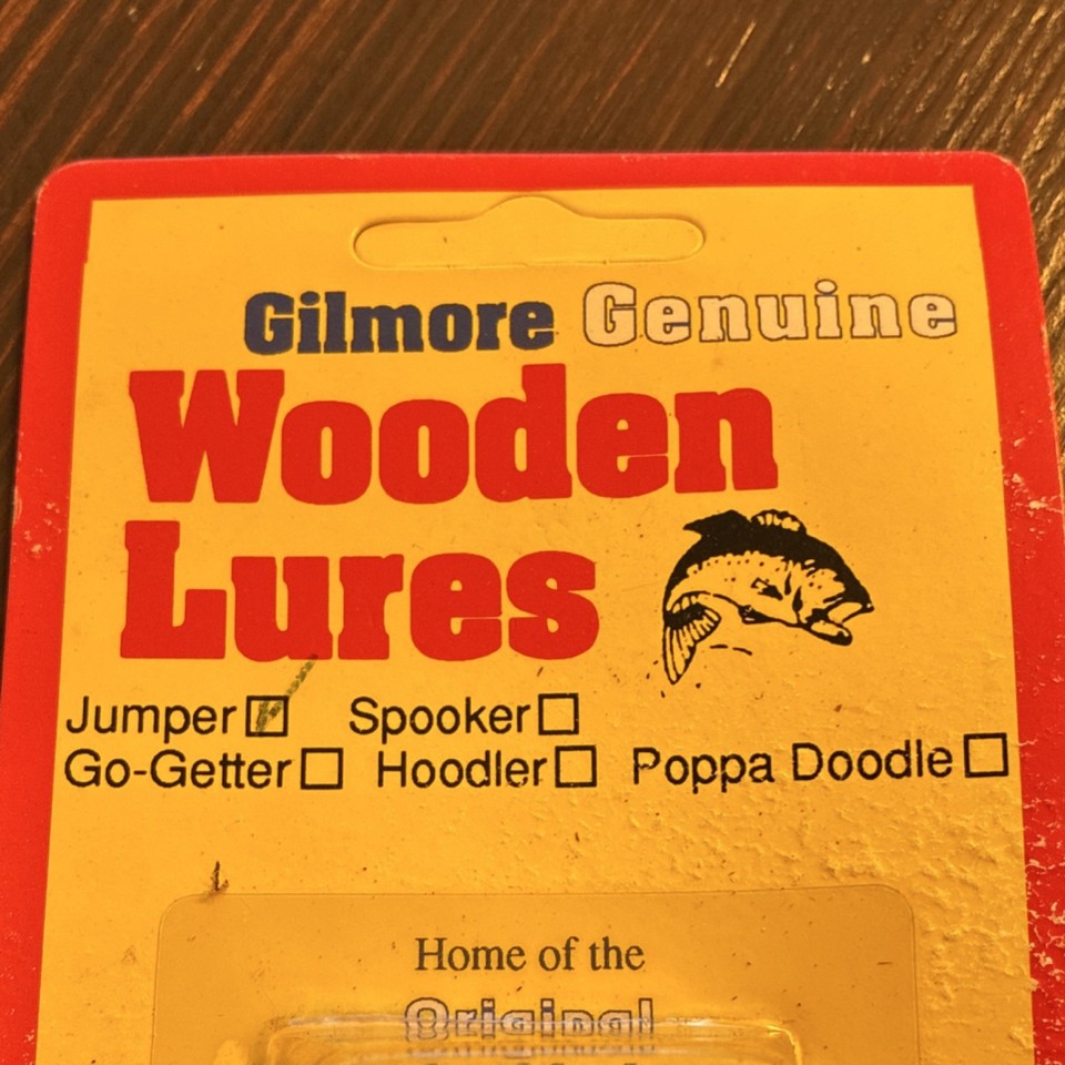 Vintage Gilmore Wooden Jumper Lure Snakeskin Pattern Brown & Black Fish ...