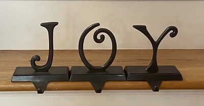 Pottery Barn JOY Stocking Hanger Holder Set | eBay
